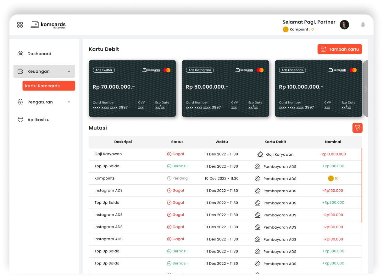 Komcards - Kartu Debit Pebisnis Online