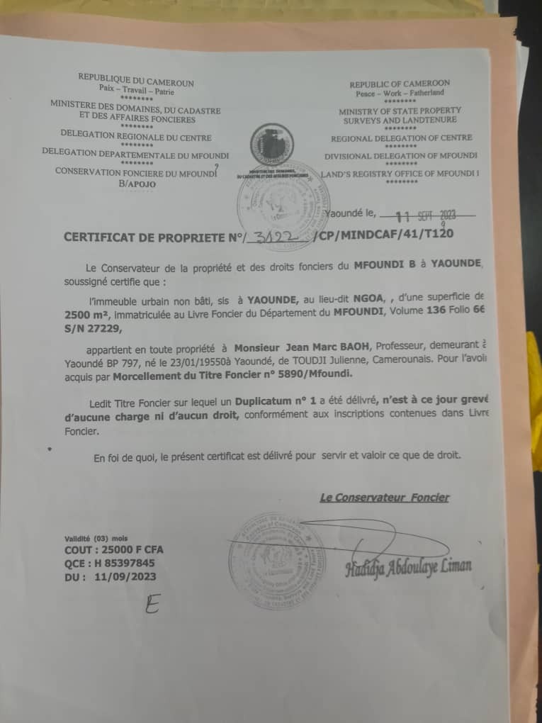Terrain à vendre à Yaoundé, Ngousso - 578 m2 - 34 680 000 FCFA