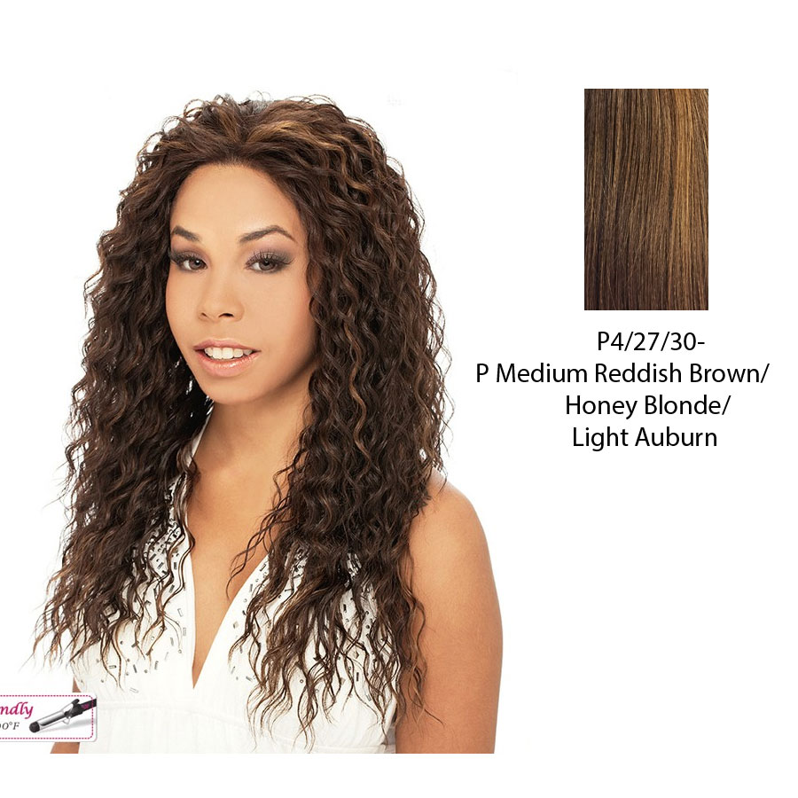 Erica Lace Front Wig,Streaked blend of medium brown, strawberry blonde ...