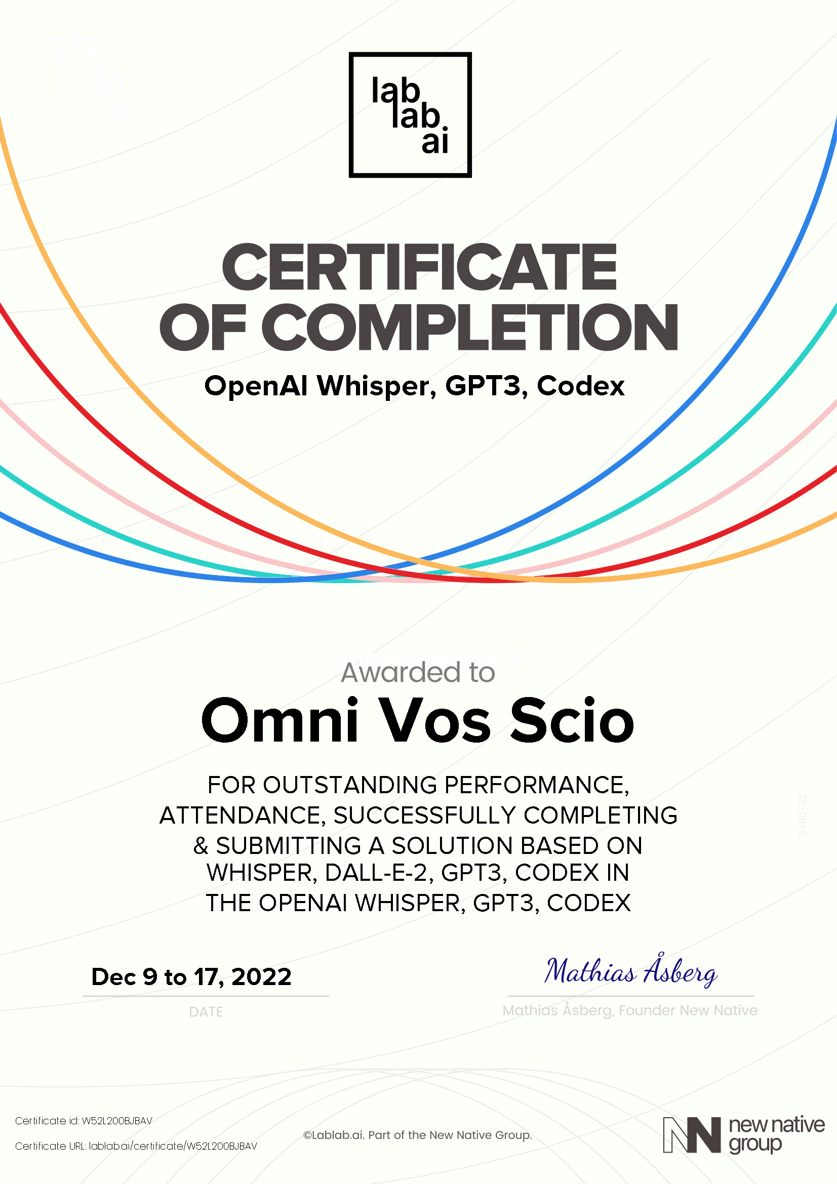 Certificate for Omni | nop0p