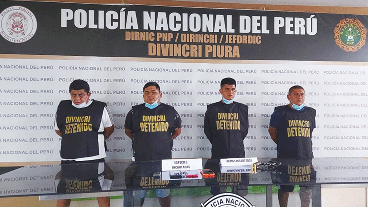 Piura: Capturan a cuatro sospechosos con un revólver abastecido