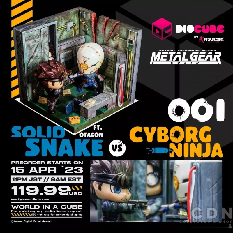 Metal Gear Solid Figure Solid Snake Vs Cyborg Ninja Ft. Otacon Diocube 15cm