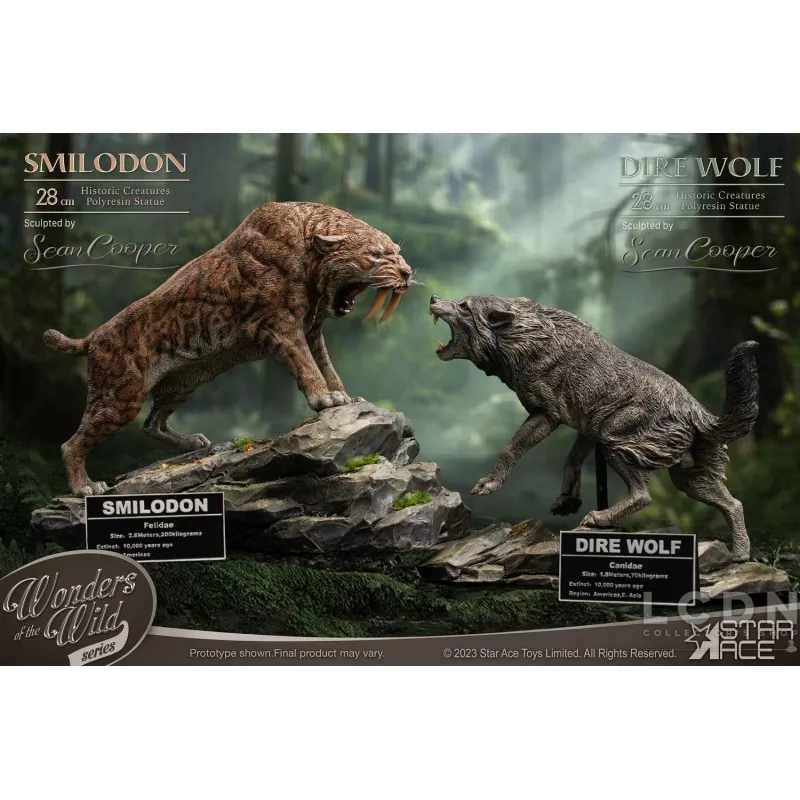 Wonders of the Wild Series Statue Smilodon & Dire Wolf 21-27cm