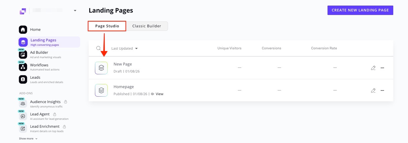 [Page Studio] Getting started with Page Studio – Leadpages Knowledge Base