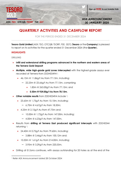 ASX:TSO - Quarterly Activities Report