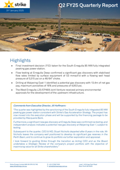 ASX:STX - Q2 FY25 Quarterly Report & Appendix 5B