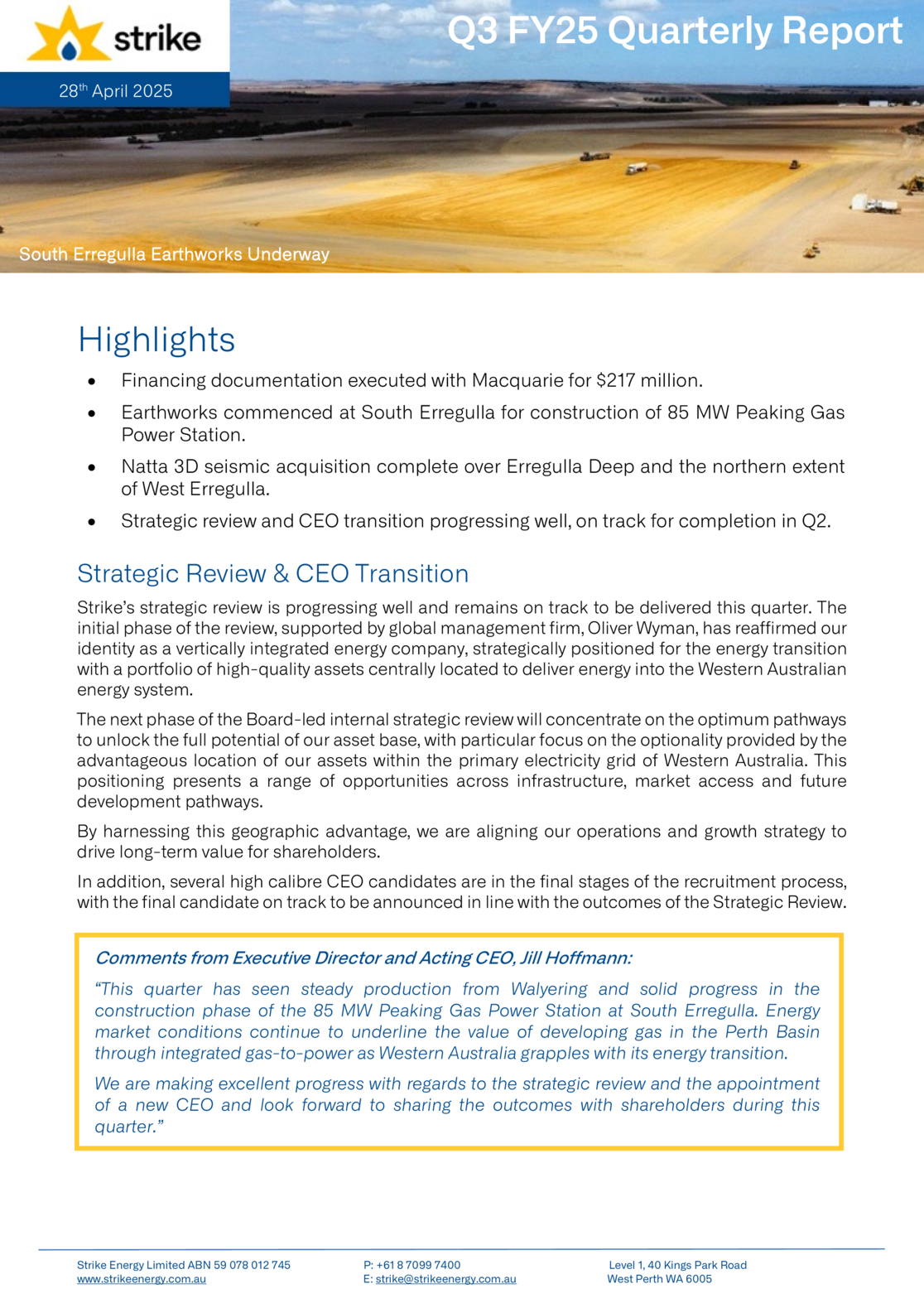 ASX:STX - Q3 FY25 Quarterly Report & Appendix 5B