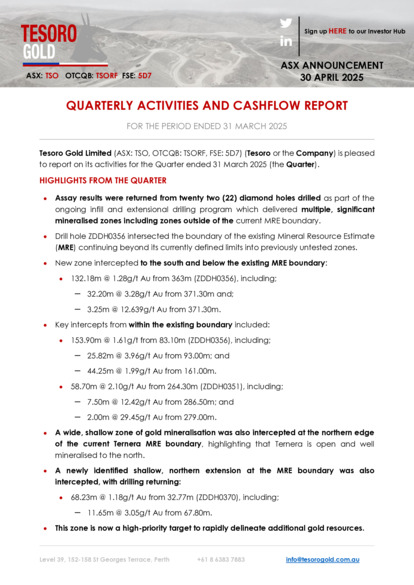 ASX:TSO - Quarterly Activities Report