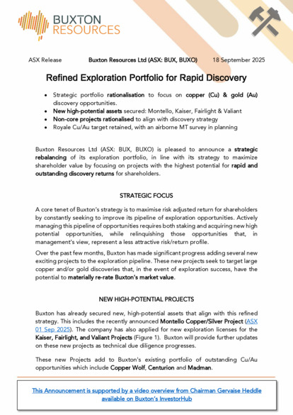 ASX:BUX - Refined Exploration Portfolio for Rapid Discovery
