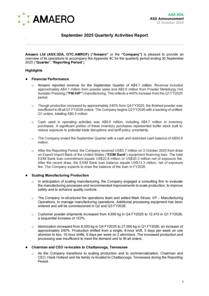 ASX:3DA - Quarterly Activities Report and Appendix 4C