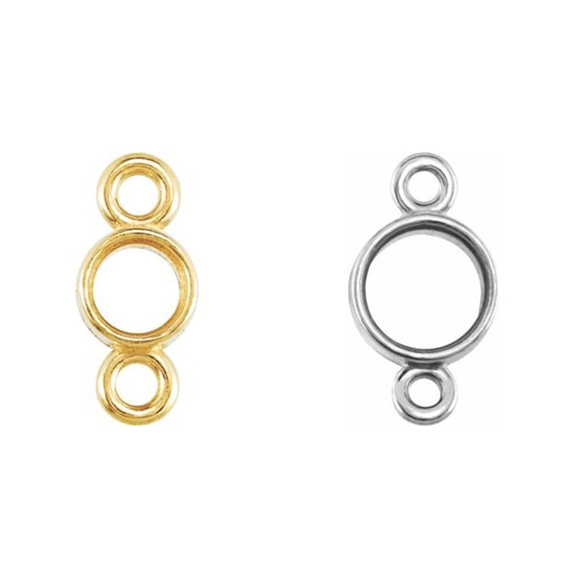 10K Gold Round Micro Bezel Set Link Connector Setting One Stone Mount 1 ...
