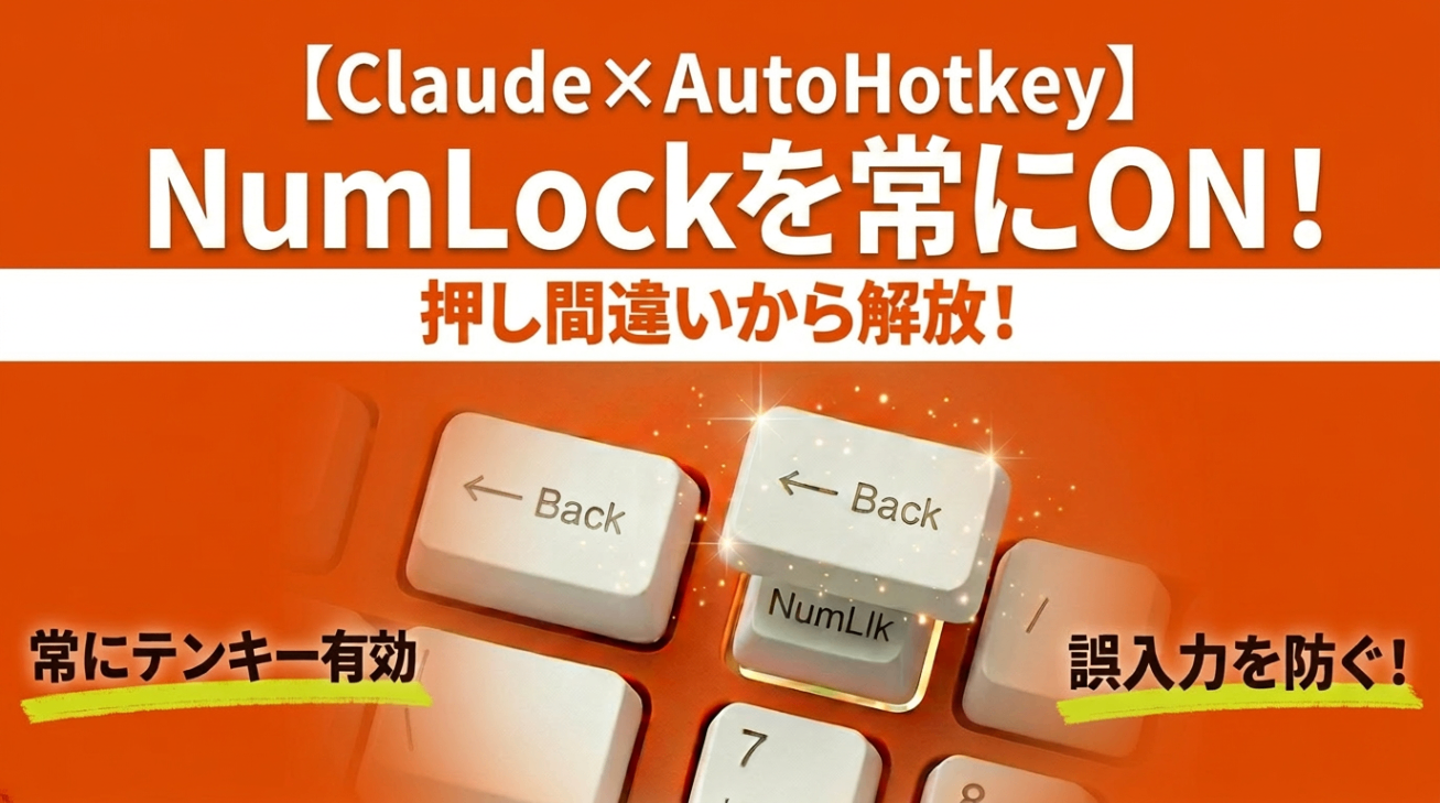 【Claude活用】NumLockを"Backspaceキー" & "常時テンキー有効"に変える方法｜リベシティノウハウ図書館