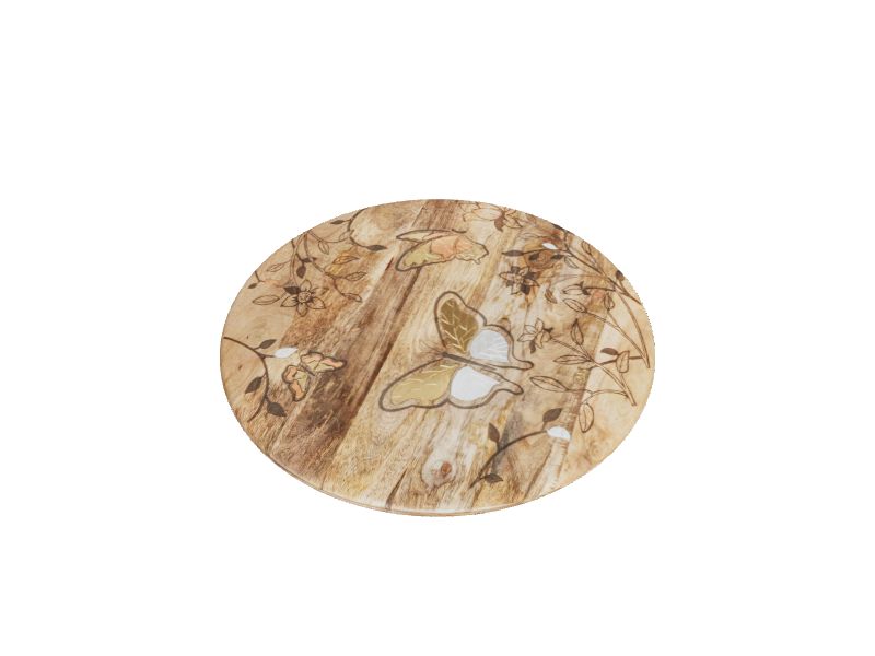 The GG Collection 1-Tier Brown Mango Wood Full Circle Tabletop Lazy ...