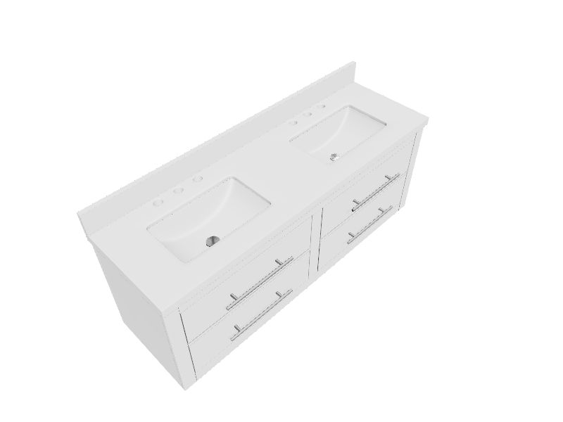 allen + roth Ellcott Floating 60-in White Undermount Double Sink ...