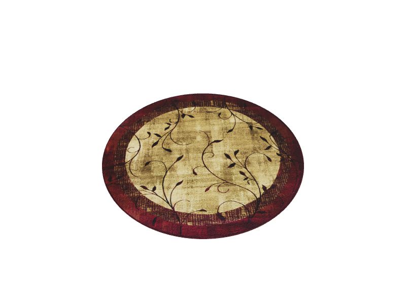 allen + roth Tinsley 8 X 8 (ft) Red Round Indoor Border Farmhouse ...