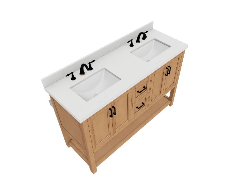 allen + roth Harwood 60-in Natural Undermount Double Sink Bathroom ...