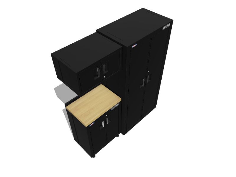 CRAFTSMAN 62.75-in W x 74-in H 3-Cabinets Steel Black/Smooth Garage ...