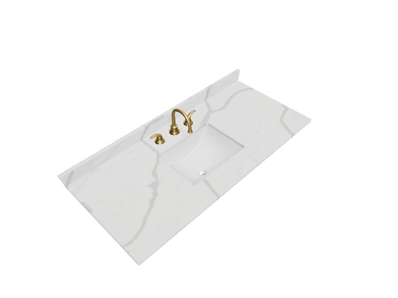 allen + roth Calacatta quartz 49-in x 22-in White Quartz Undermount ...