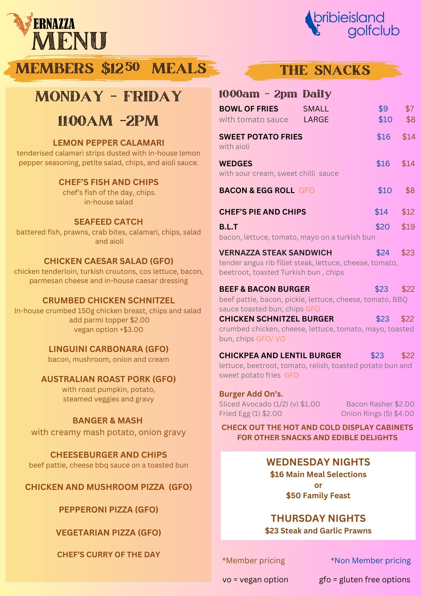 $ 16 wednesday night specials