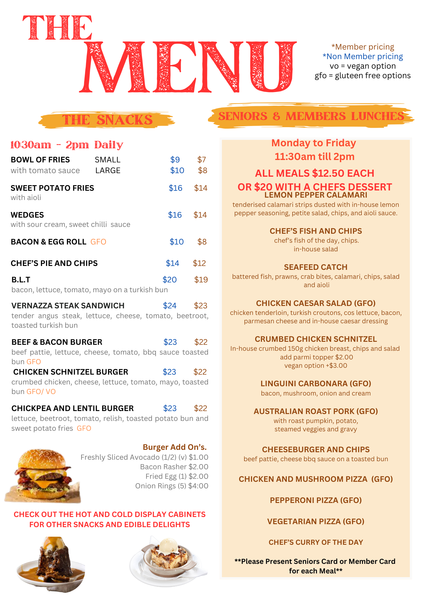 SENIORS LUNCHES & SNACKS