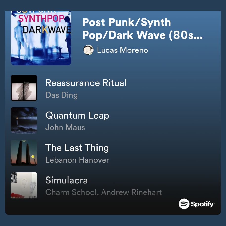 Post Punk/Synth Pop/Dark Wave (80s to 2024) - playlist by Lucas Moreno | Spotify