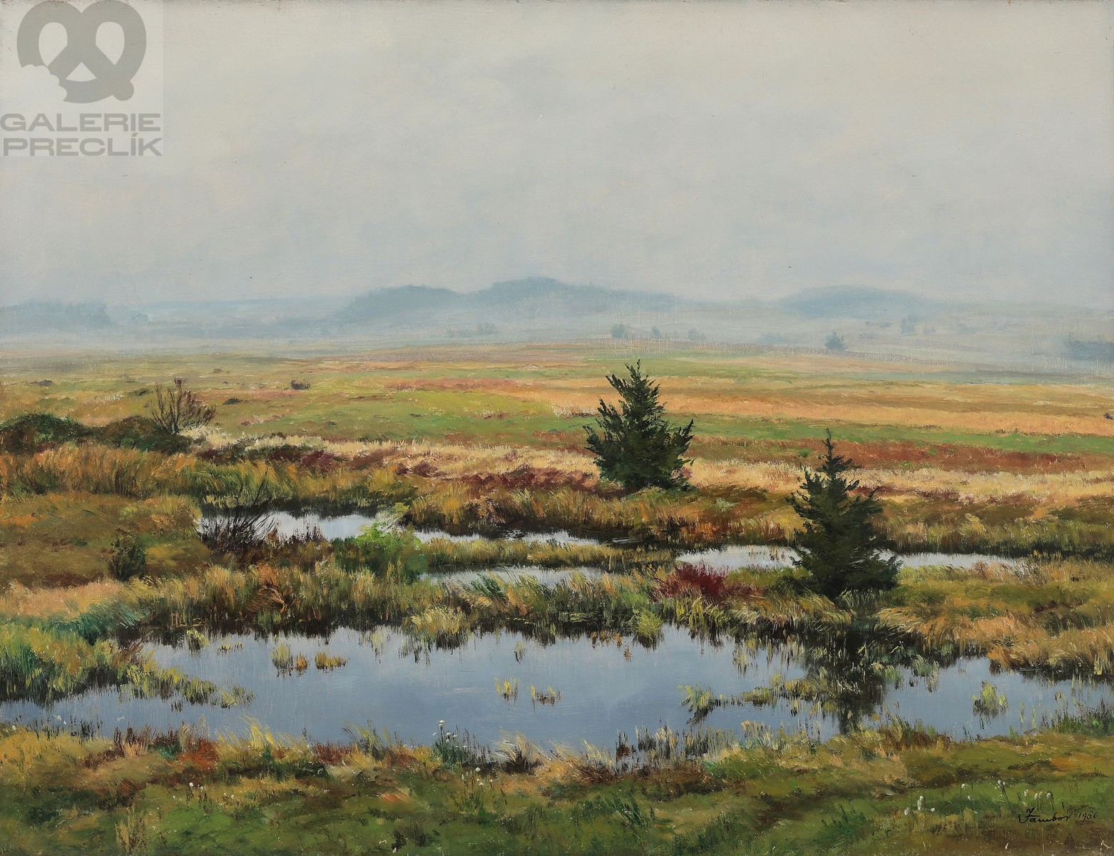 Josef Jambor – Tůňka u Chlumětína v mlze - Aukce obrazů z rodinných ...