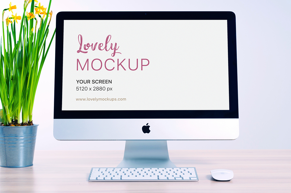 iMac Mockup On A Table - Lovely Mockups