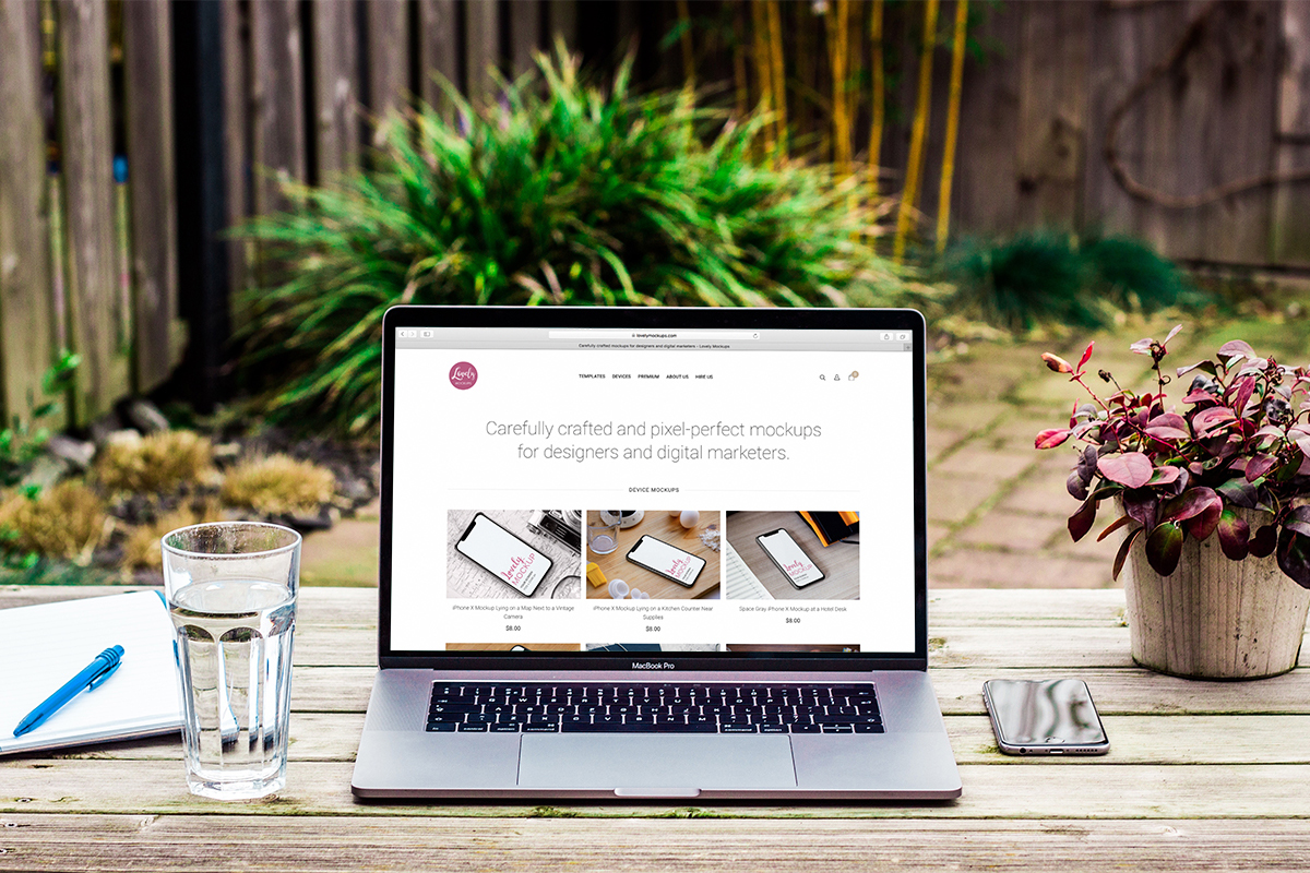 Workspace with Macbook Pro Mockup - Lovely Mockups