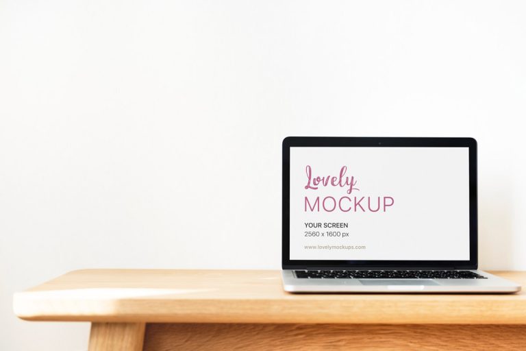 Macbook pro on a table - Lovely Mockups