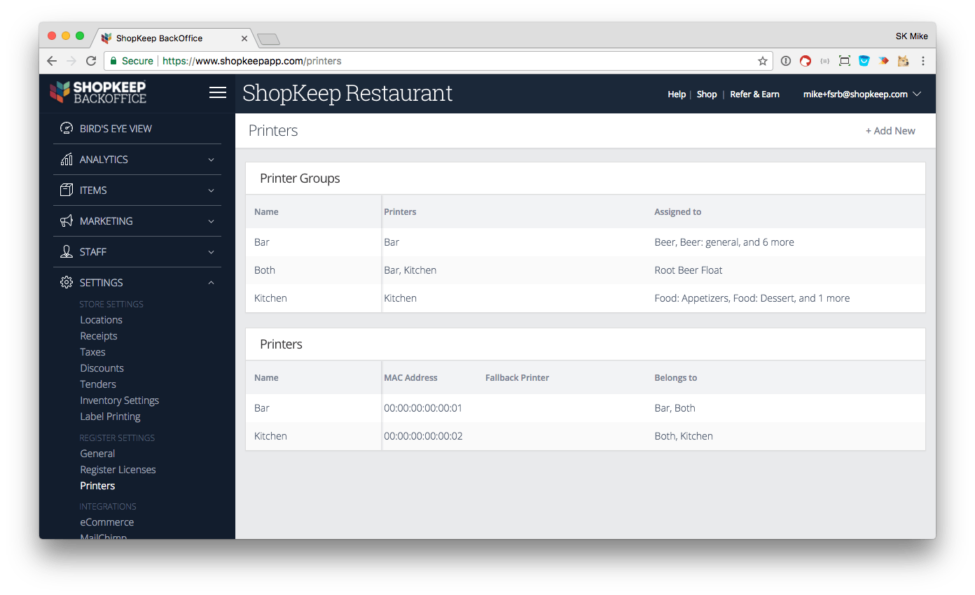 Print to multiple ticket printers in Version 2.16.0