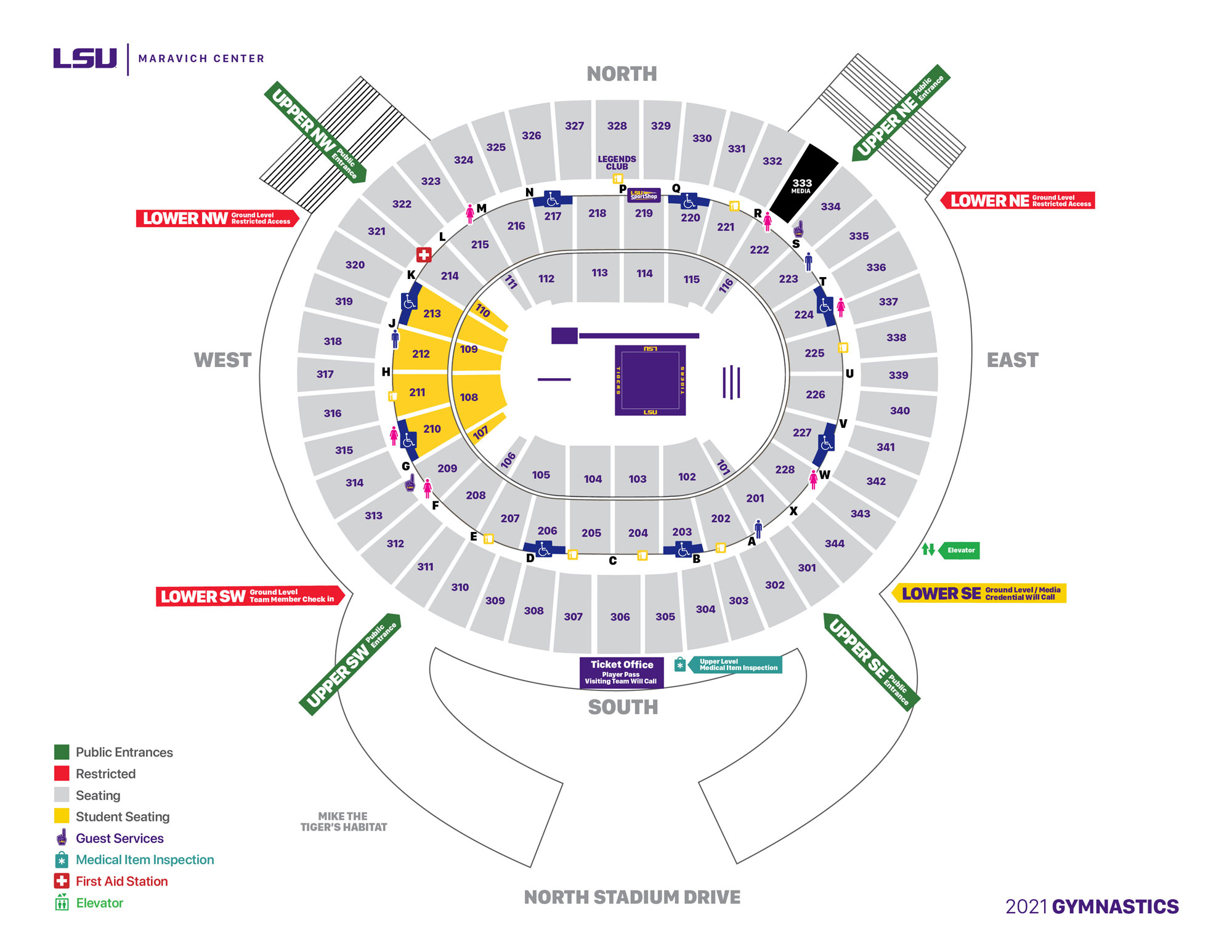 LSU Gymnastics - Maravich Center Seating Chart (PMAC)