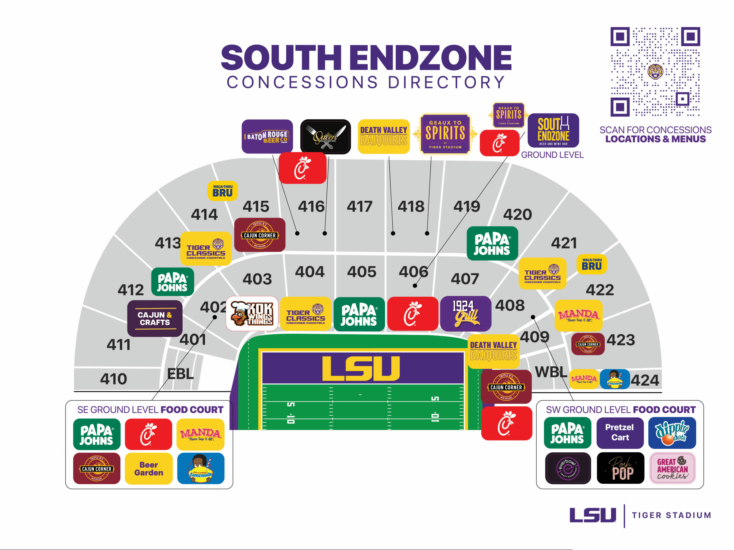 Tiger Stadium Concessions Locations (2025)