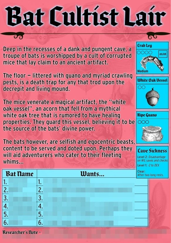 Mausritter (2nd Ed) - Bat Cultist Lair | Imagem | Caixa do jogo