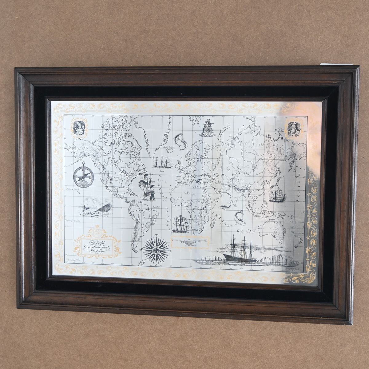 Karta, silver, "The Royal geographical society silver map", England ...