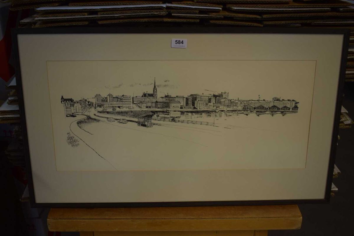 Litografi Norra Hamn Luleå Claes Folcker (41073) — Luleå Auktionsverk