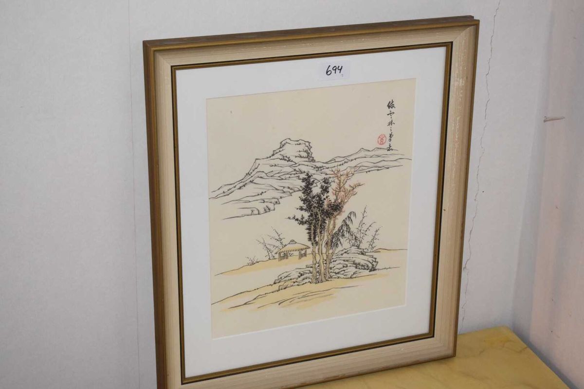 Tavla akvarell woodblock print Japan (43727) — Luleå Auktionsverk