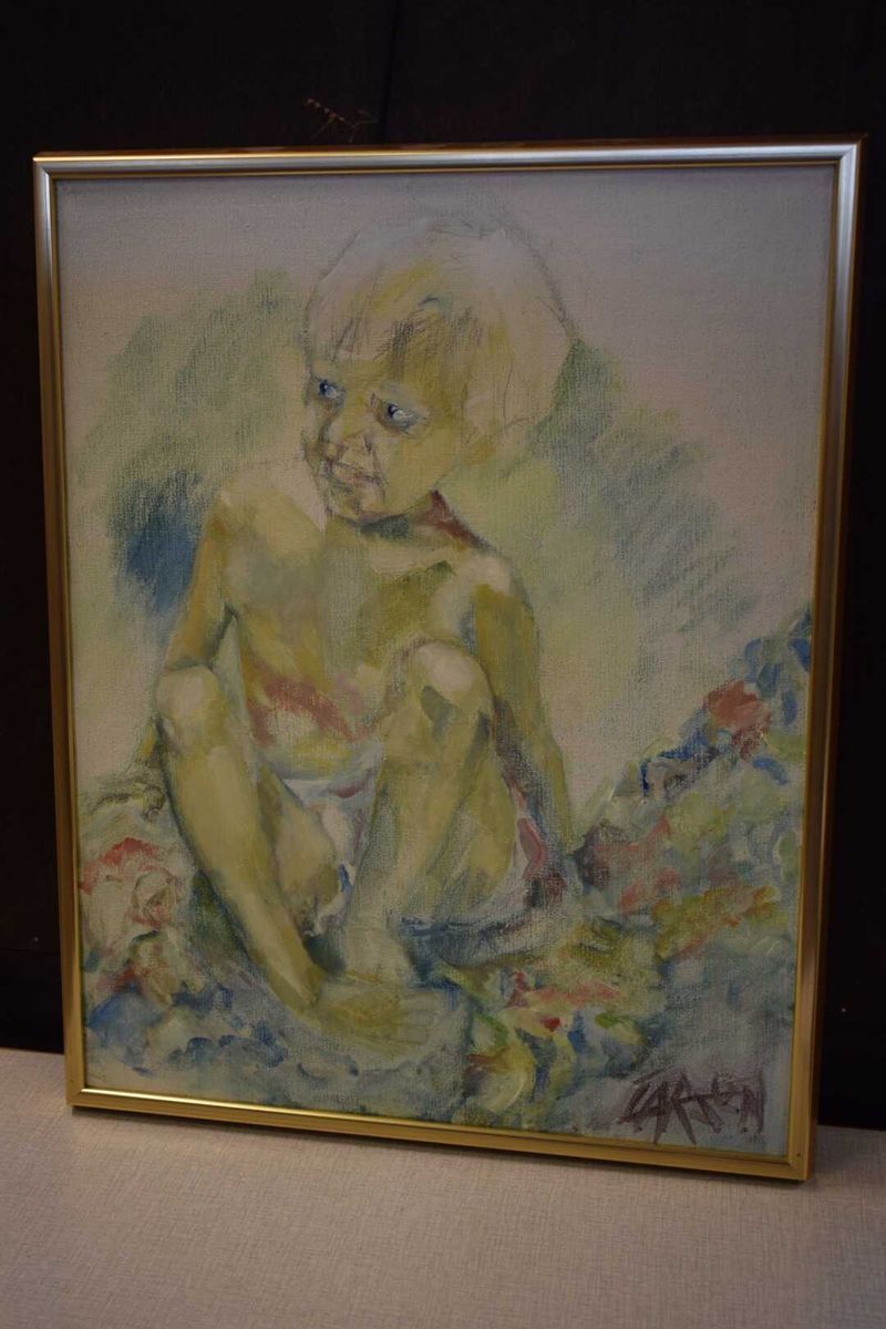 Oljemålning barn Einar Larsson (47534) — Luleå Auktionsverk