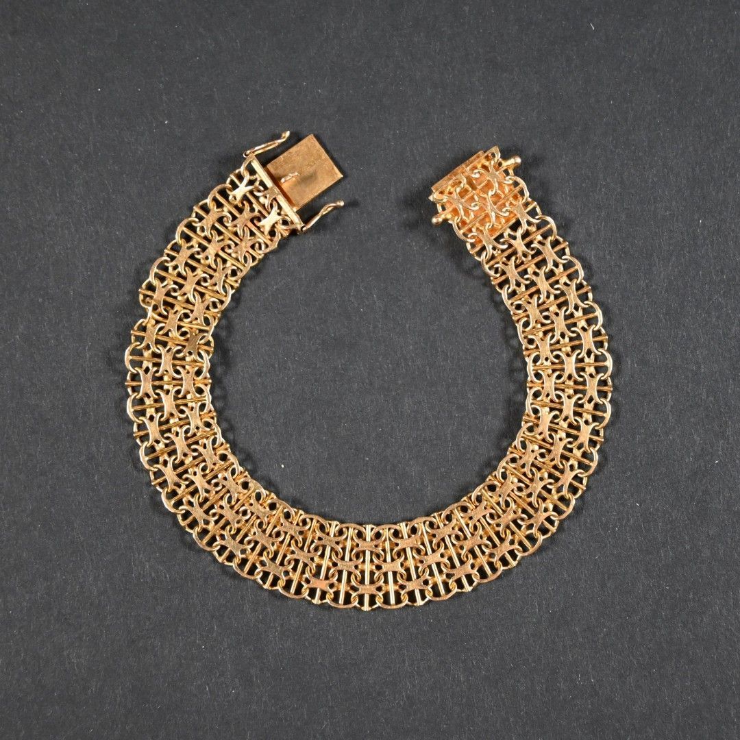 Guldarmband x-länk med stav 18 K (60145) — Luleå Auktionsverk