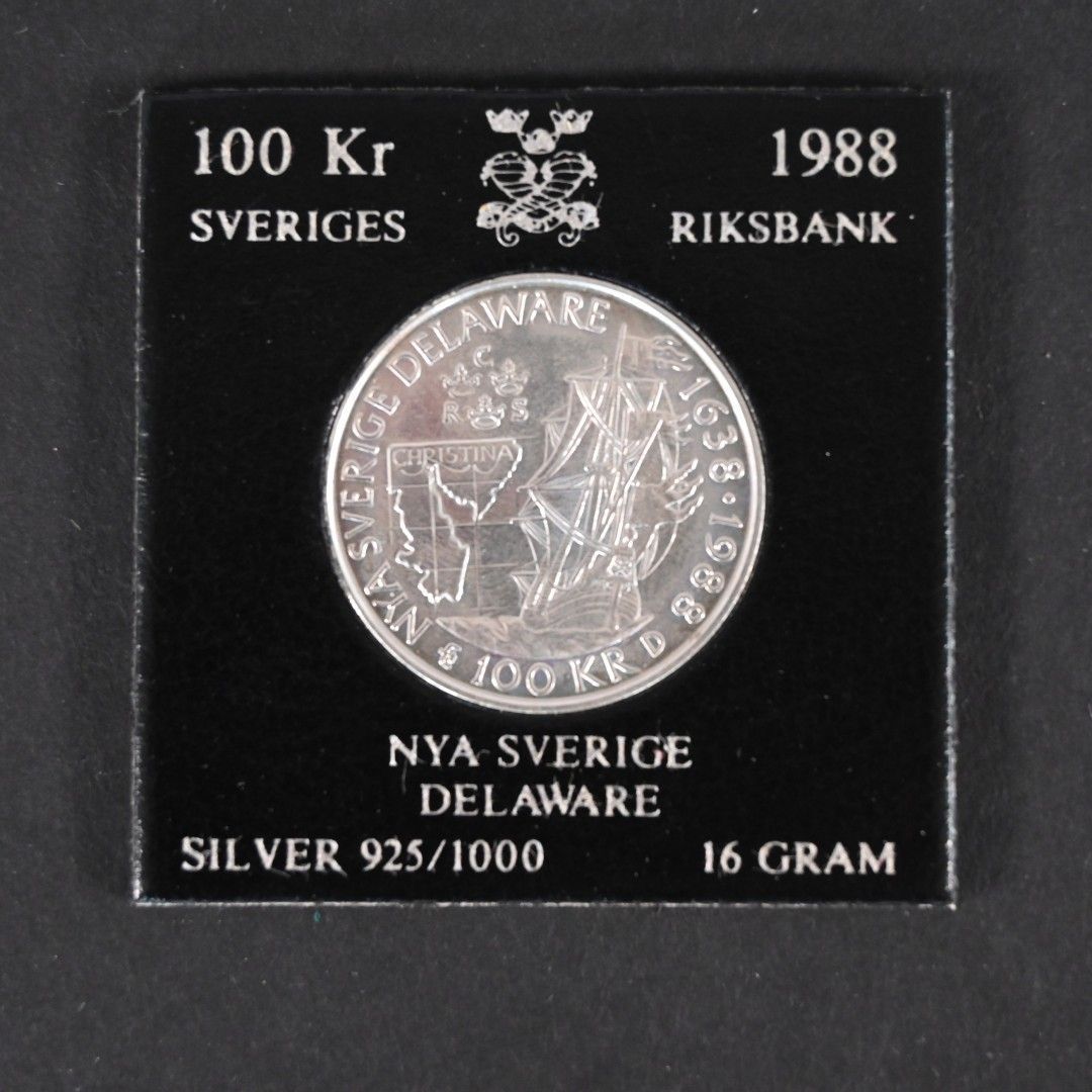Jubileumsmynt 100 kr 1988 Sverige silver (60301) — Luleå Auktionsverk