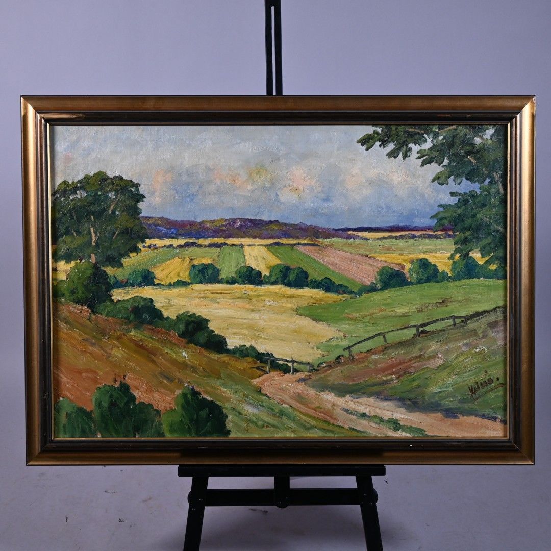 Oljemålning landskap otydlig signatur (60843) — Luleå Auktionsverk