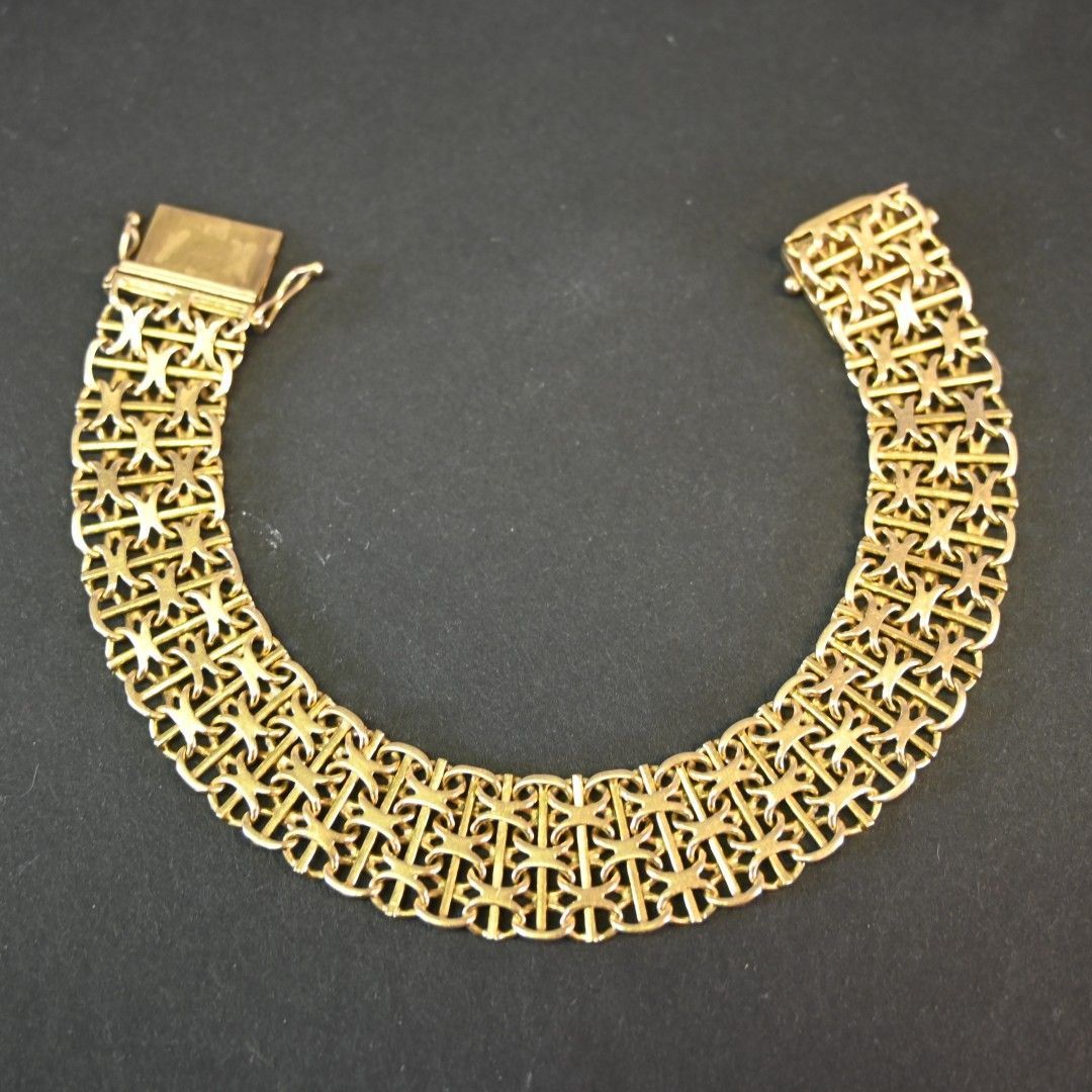 Guldarmband x-länk med stav 18 K