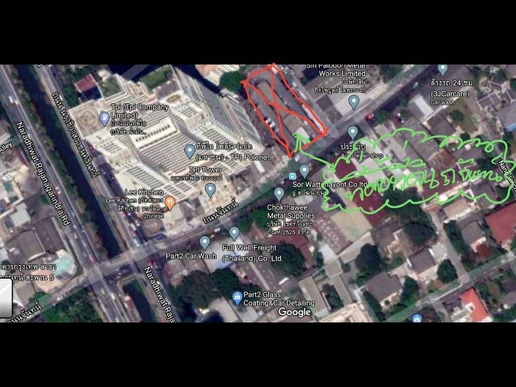 ขายหรือให้เช่าระยะยาว ที่ดินทำเลทอง ติด ถนนจันทน์ ยานนาวา ใกล้ ตึก TPI ...