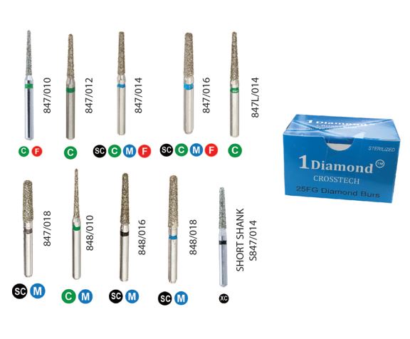 1Diamond - Single Use Diamond Burs - Flat End Taper - sourceonedental.com