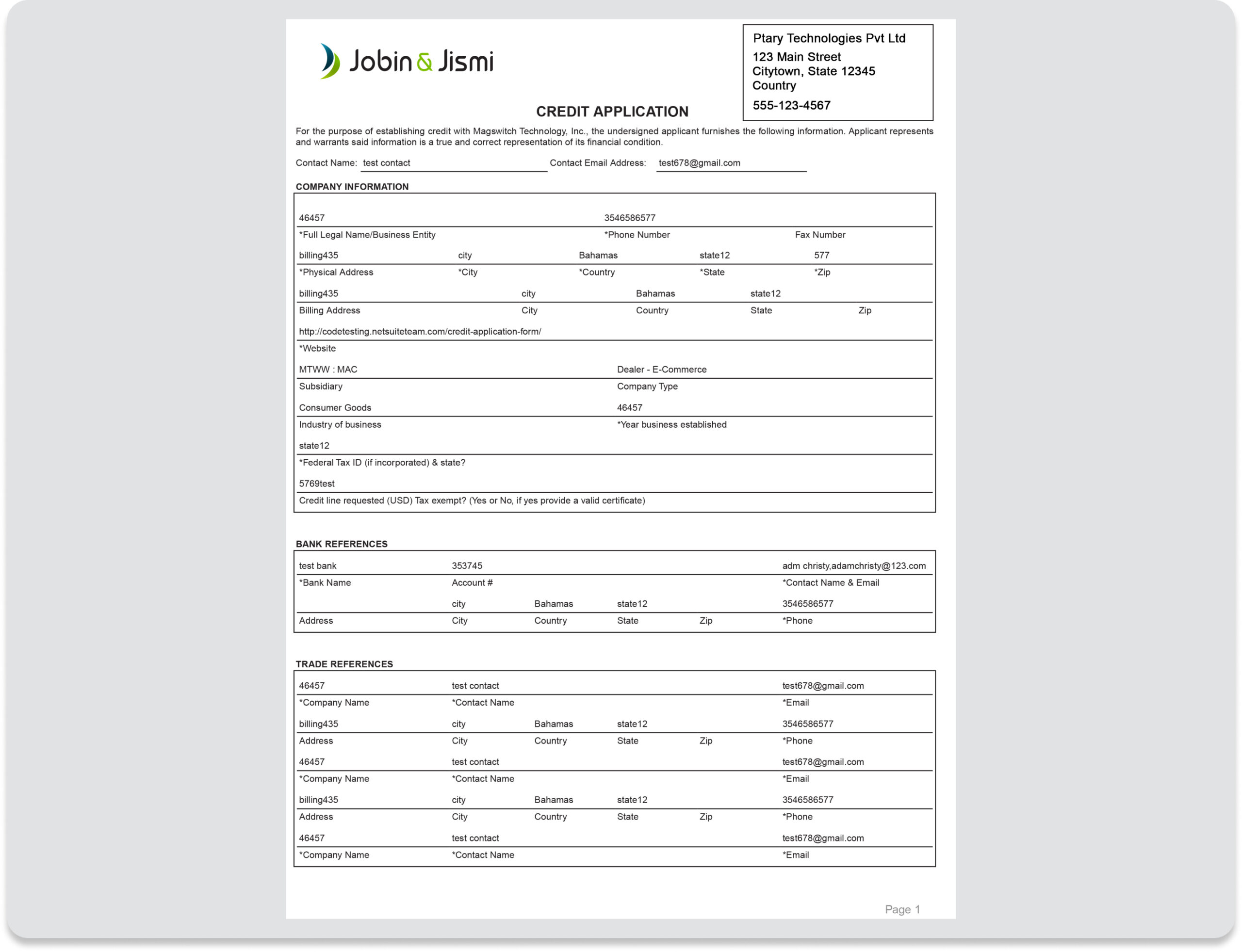 Lead Registration Form PDF in NetSuite