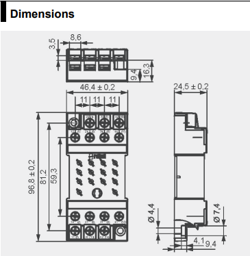 GZ14 RELPOL Base para relé (14 pinos) série R15 para painel