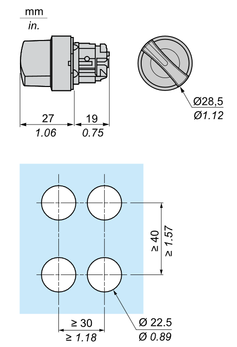 Schneider Electric ZB4BD5 - Cabeça de interruptor selector rotativo da ...