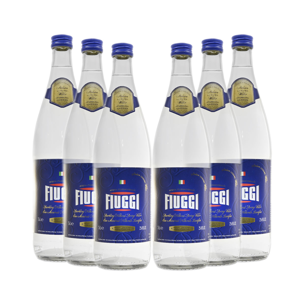 FIUGGI Sparkling Natural Spring Water 25.36oz - 6 Bottles - Maveat USA