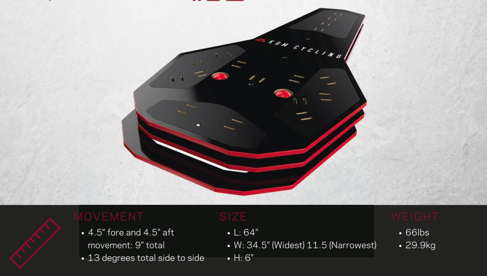 KOM Cycling Launches 3-Tier Full-Motion Indoor Cycling Rocker Plate