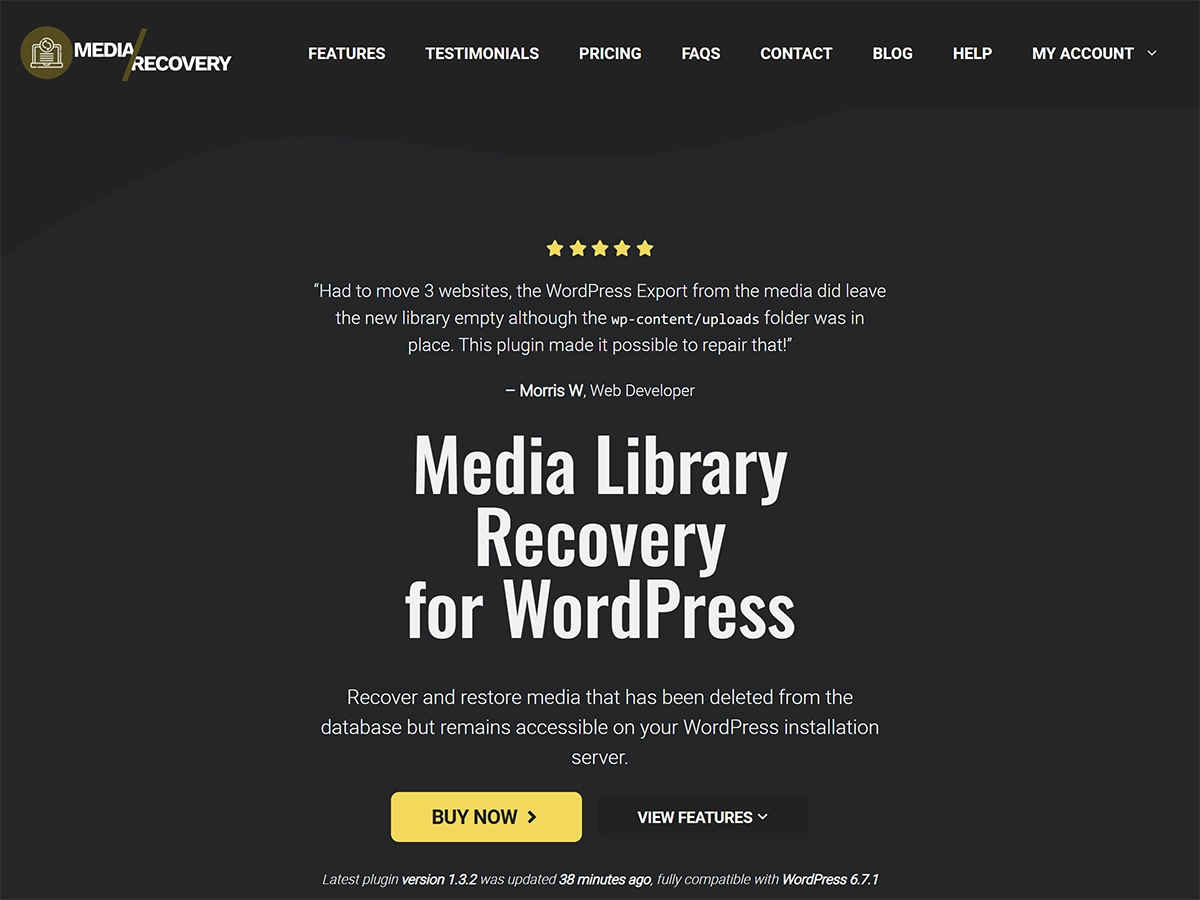 Media Library Recovery - Restore your lost WordPress media files with ease.