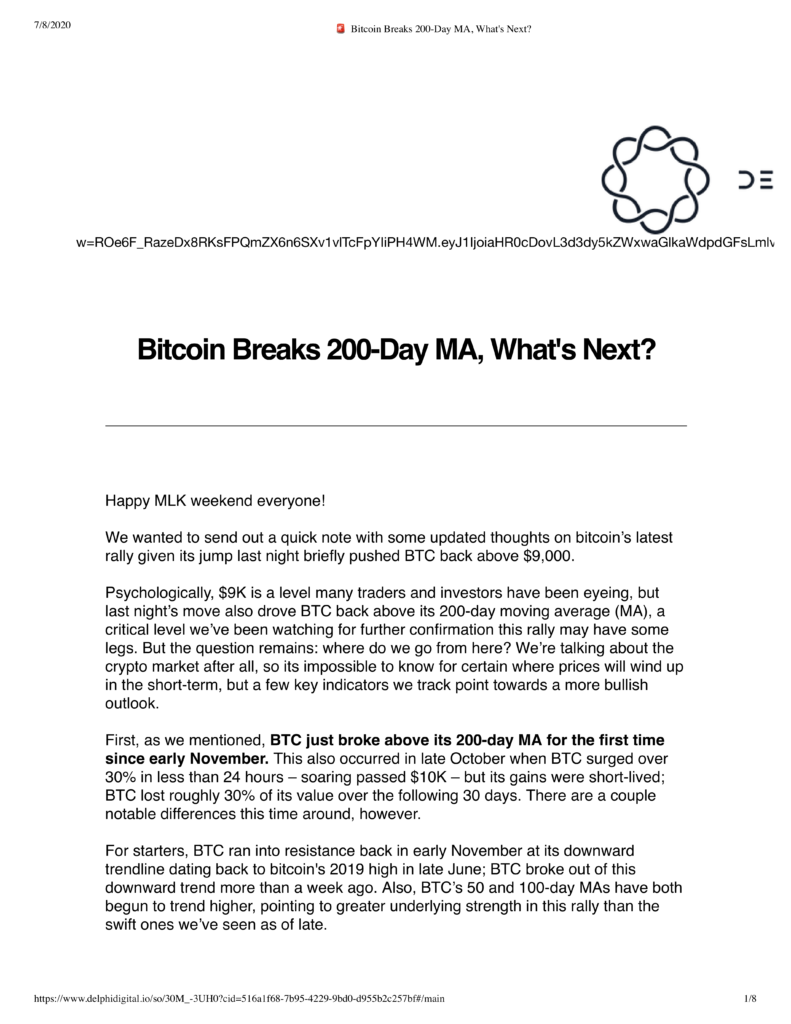 Macro - Bitcoin Breaks 200-Day MA, What's Next? - Delphi Digital Macro - Bitcoin Breaks 200-Day MA, What's Next? - Delphi Digital